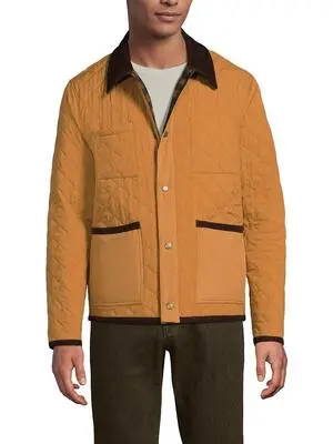 LANDS' END Reversible Insulated Barn Jacket - Canyon Camel/buffalo Check