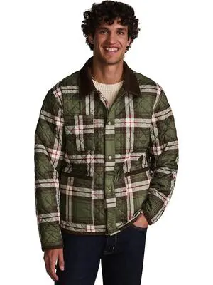 LANDS' END Reversible Insulated Barn Jacket River Stone/olive Plaid