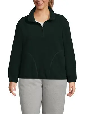 LANDS' END Half Zip High Pile Fleece Pullover - Woodland Forest