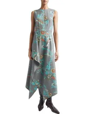 Etro Daffodil Print Sleeveless Dress - Printed Black Base