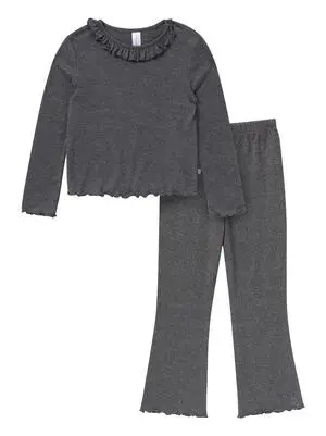 MODERN MOMENTS™ BY GERBER Ruffle Collar Top And Flare Pant Set - Dark Gray
