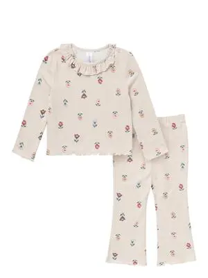 MODERN MOMENTS™ BY GERBER Ruffle Collar Top And Flare Pant Set - Ivory