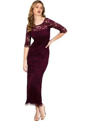 ALIE STREET LONDON Lila Lace Maxi Gown - Claret