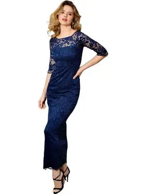 ALIE STREET LONDON Lila Lace Maxi Gown - Navy