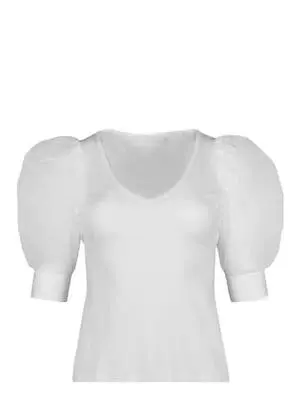 Anne Fontaine Aerial V-neck Top - White