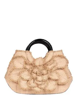 Anne Fontaine Signature Floral Handbag - Tapioca