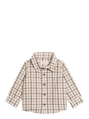 KENDI Earl Poplin Collar Shirt - Taupe Plaid