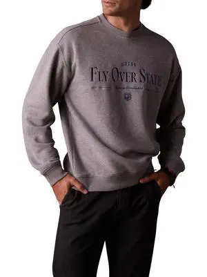 THE NORMAL BRAND Oversized Embroidered Crewneck Sweatshirt - Heather Grey