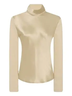 Rosetta Getty Mixed-media Turtleneck Top - Beige