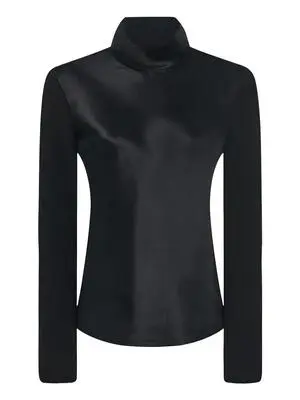 Rosetta Getty Mixed-media Turtleneck Top - Black