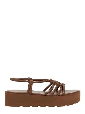 GIANVITO ROSSI Knotted Leather Flatform Sandals - Brown