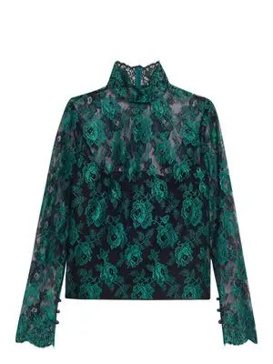 Valentino Garavani Floral Lace High-neck Top - Soft Wisteria