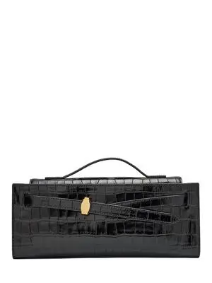 Veronica Beard Croc-embossed Leather Clutch Bag - Black