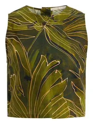 MARIE OLIVER Fallon Palm Leaf-Print Crop Top