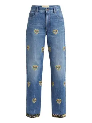 Valentino Garavani Embroidered Heart Pants - Blue