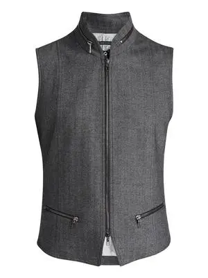 Giorgio Armani Chevron Wool And Cashmere Vest - Solid Dark Blue