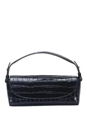 Vince Sabrina Croc-embossed Leather Mini Top-handle Bag - Black