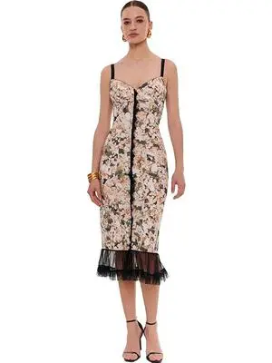 MILLA Floral Midi Dress With Tulle Hem - Floral Print
