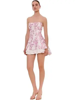 MILLA Strapless Lace-up Mini Dress - Pink Sakura Mini