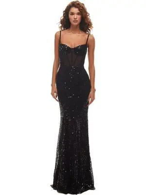 MILLA Sensational Sequined Maxi Gown - Black