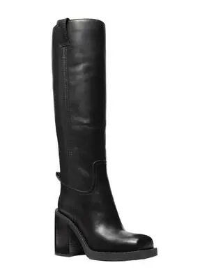 MICHAEL KORS Houston Leather Block Heel Boots