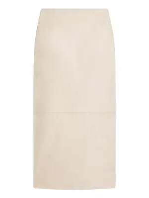 Scanlan Theodore Leather Pencil Skirt - Bone