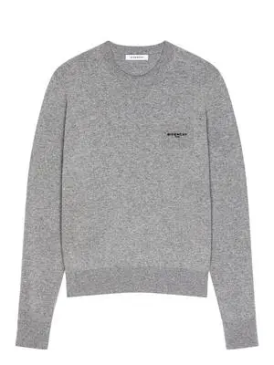 Givenchy Sweater In Wool And Cashmere With Embroidered Detail - Light Grey Melange