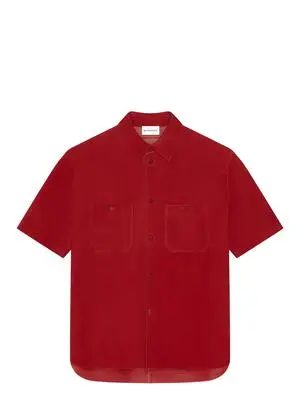 Givenchy Couture Seam Overshirt In Suede - Dark Red
