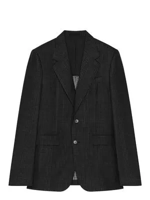Givenchy Single-breasted Fitted Checked Jacket In Wool - Black/grey