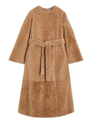 BY MALENE BIRGER Sandria Shearling Coat - Brown Sugar