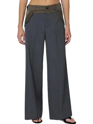Sacai Pinstripe Bi-material Trousers - Grey