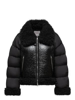 Moncler Rubrouk Teddy-trimmed Short Down Jacket - Black