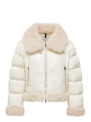 Moncler Rubrouk Teddy-trimmed Short Down Jacket - White