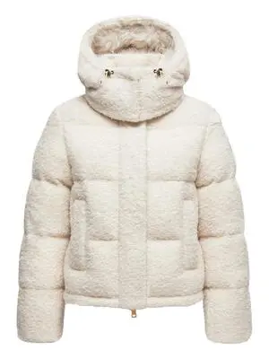Moncler Virieu Bouclé Hooded Down Jacket - White