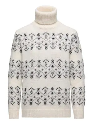 Moncler Crystal-embroidered Alpaca & Wool Blend Turtleneck Sweater - White