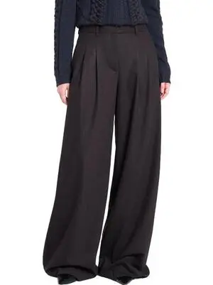 TWP Avery Stretch Wool Wide Leg Pants - Chocolate