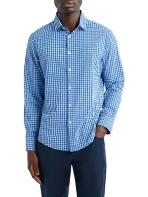 Mizzen+main Leeward No Tuck Trim Fit Plaid Performance Button-up Shirt - Cobalt Ben Plaid
