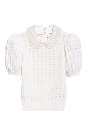 ALICE + OLIVIA Chase Puff Sleeve Wool Blend Sweater