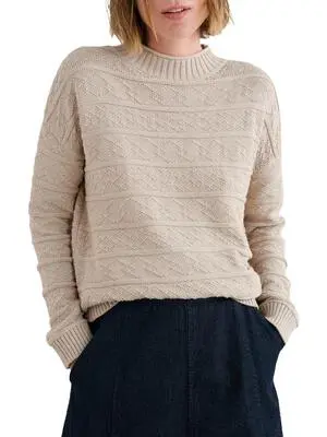 SEASALT CORNWALL Penkestle Cotton Crewneck Sweater - Knit Melange Aran