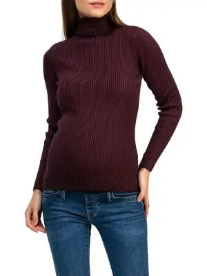 PIETRO BRUNELLI Aurora Ribbed Turtleneck Maternity Sweater - Cherry Lacquer