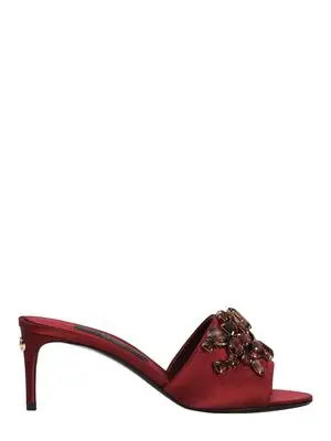 Dolce & Gabbana Keira Satin Mules With Gemstone Embellishment - Red