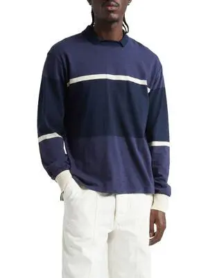 DRAKE'S Flame Rugby Polo - Dark Navy Ecru