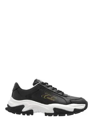 Versace Logo Printed Athletic Sneakers - Black