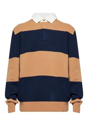 Paul & Shark Striped Wool-cashmere Sweater - Beige