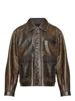 REPRESENT Vintage-effect Leather Jacket - Brown