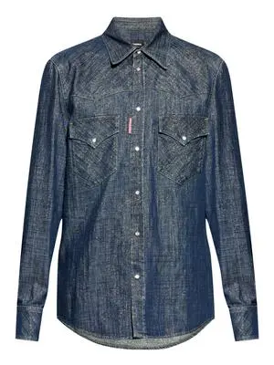 Dsquared2 Shirt With Lurex Thread - Navy Blue