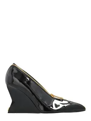 Balmain Wedge Heel Zip Shoes - Black