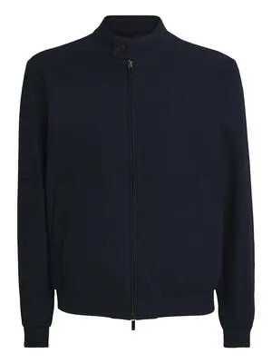 Emporio Armani Wool-blend Bouclé Blouson Jacket - Blue