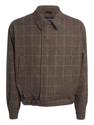 Emporio Armani Virgin Wool Flannel Check Shirt Jacket - Beige
