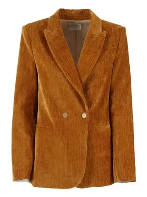 FORTE_FORTE Double Velvet Double-Breasted Jacket